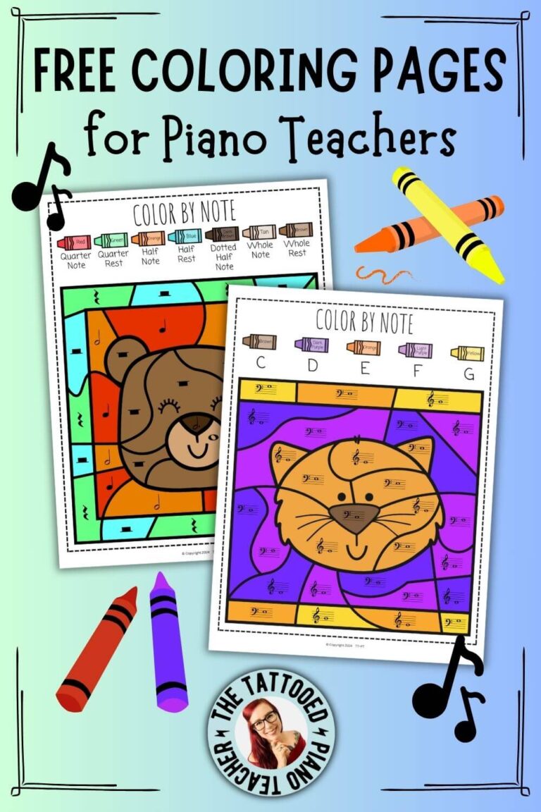 Free Music Coloring Pages for Piano Teachers - The Tattooed Piano Teacher