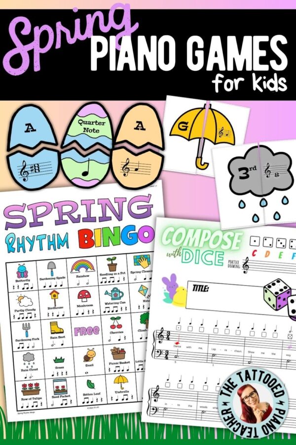 Spring Piano Games for Kids [Free Printable] - The Tattooed Piano Teacher